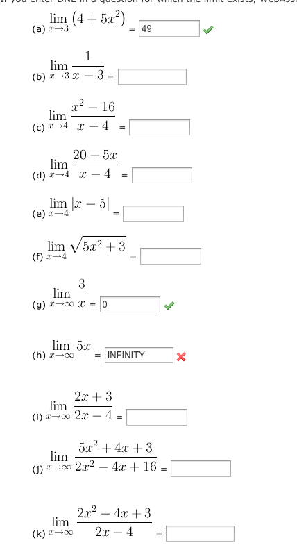Solved Evaluate the limits that exist. If the limit does not | Chegg.com