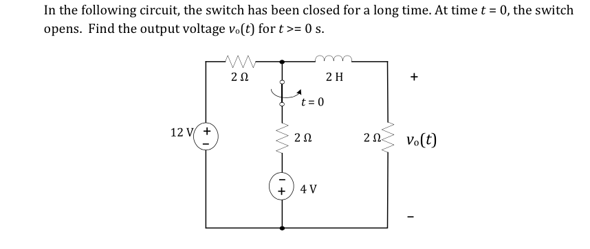 Solved In the following circuit, the switch has been closed | Chegg.com