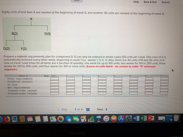 Solved Help Save & Exit Submit Eighty units of end item X | Chegg.com