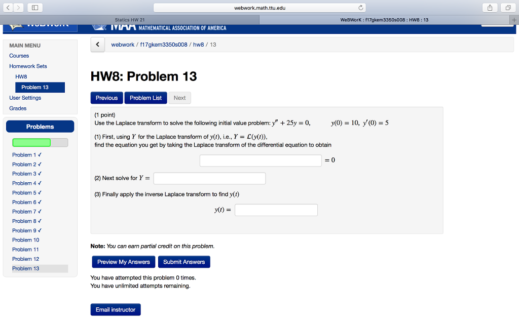 Solved webwork.math.ttu.edu 凹 Statics HW 21 WeBWorK: | Chegg.com