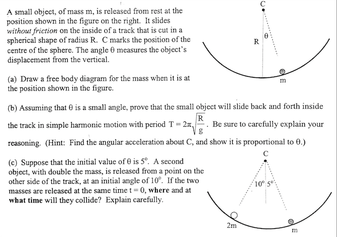Solved A small object, of mass m, is released from rest at | Chegg.com