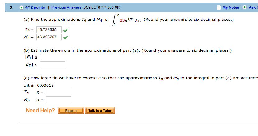 Solved 3. 4/12 points | Previous Answers SCalcET8 7.7.508.XP | Chegg.com
