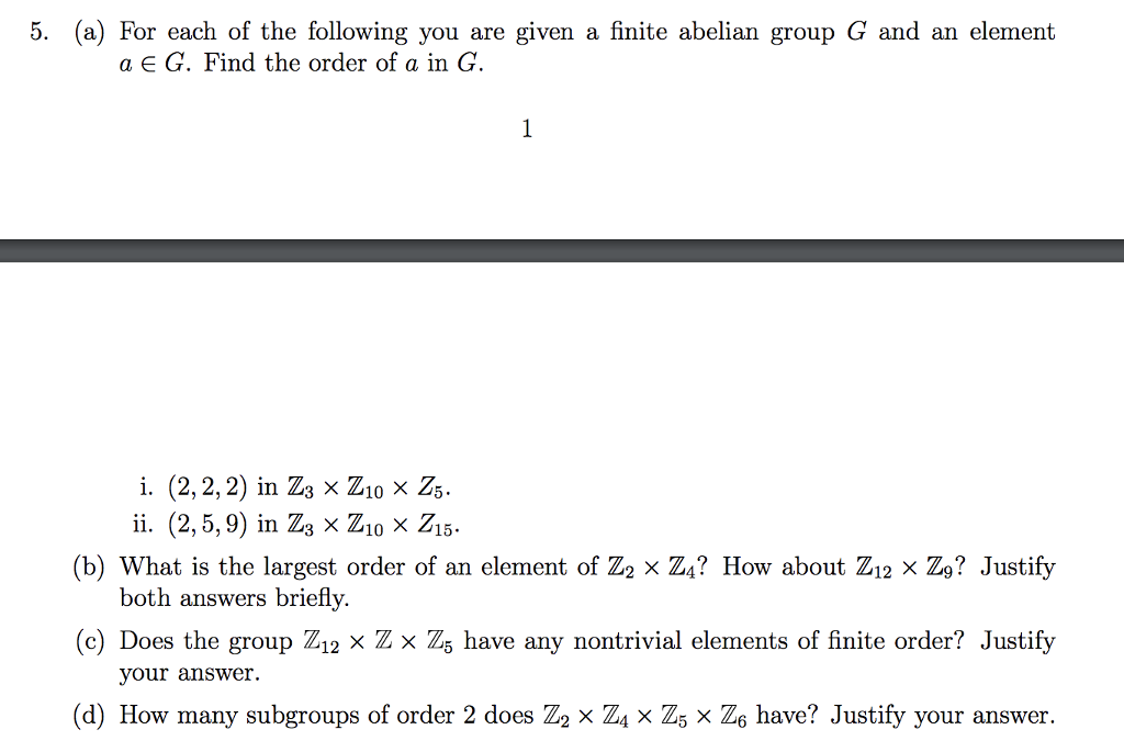 Solved 5. (a) For each of the following you are given a | Chegg.com