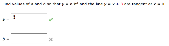 Solved Find values of a and b so that y = a.b^x and the line | Chegg.com