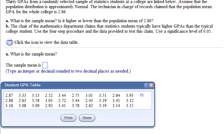 Solved Thirty GPAs from a randomly selected sample or | Chegg.com