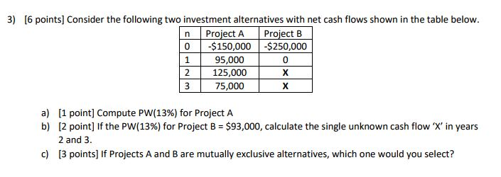 Solved 3) 6 points Consider the following two investment | Chegg.com