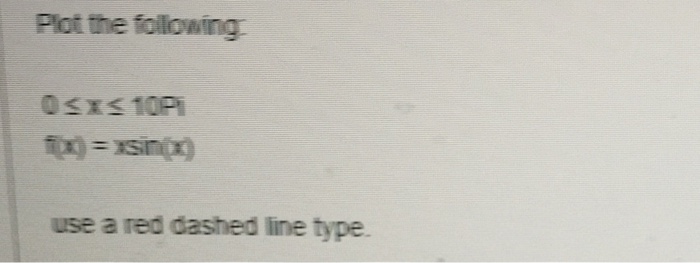 Solved Plot the following use a red dashed line type. | Chegg.com