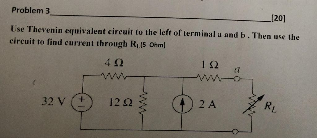 Solved 120) Problem 3 Use Thevenin equivalent circuit to the | Chegg.com