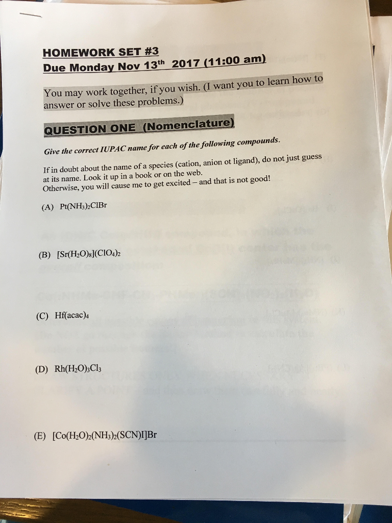 Solved HOMEWORK SET #3 Due Monday Nov 13th 2017 (11:00 am) | Chegg.com