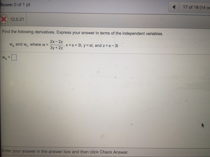 Solved Find the following derivatives. Express your answer | Chegg.com