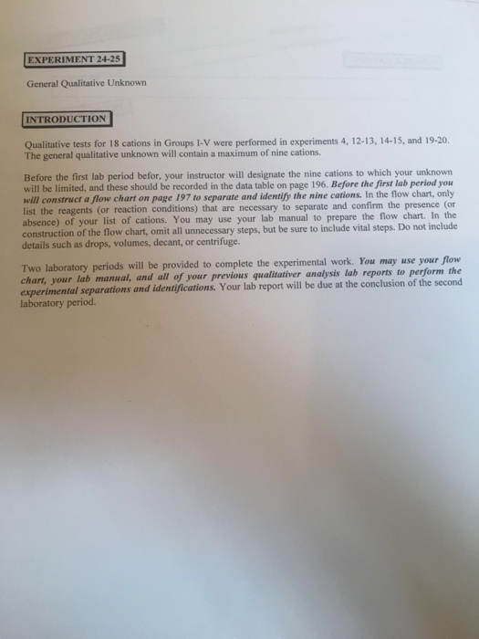 Solved EXPERIMENT 24-25 General Qualitative Unknown | Chegg.com