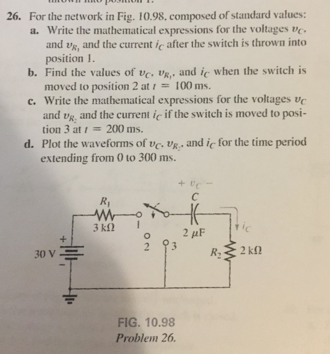 Solved For the network in Fig. 10.98, composed of standard | Chegg.com