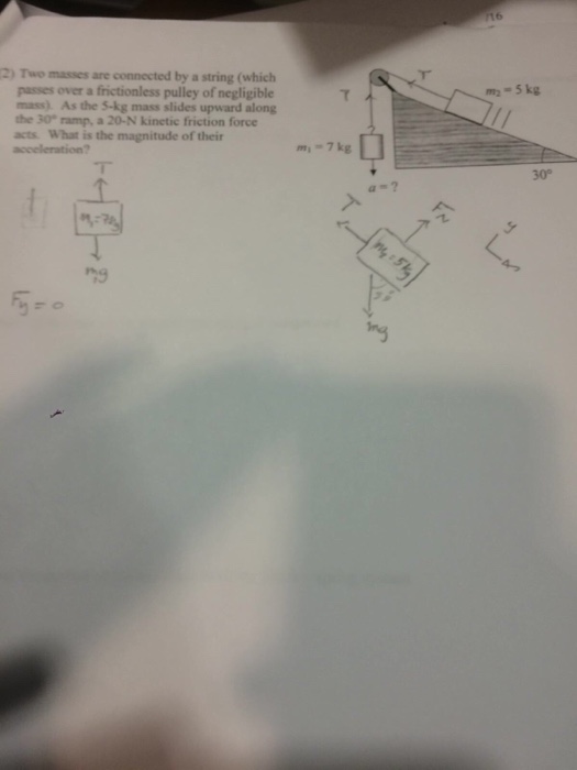Solved Two masses are connected by a string (which over a | Chegg.com