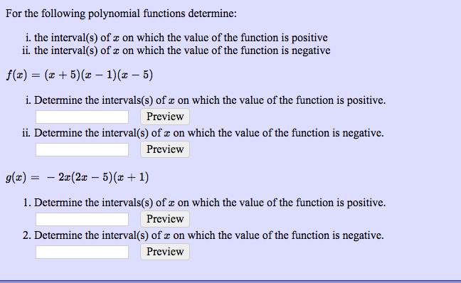 Solved For the following polynomial functions determine: | Chegg.com