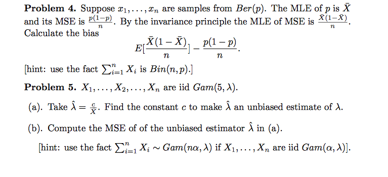 Solved Suppose x_1,..., x, are samples from Ber(p). The MLE | Chegg.com