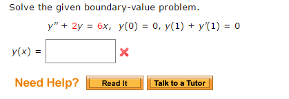 Solved Solve the given boundary-value problem. y" + 2y = | Chegg.com