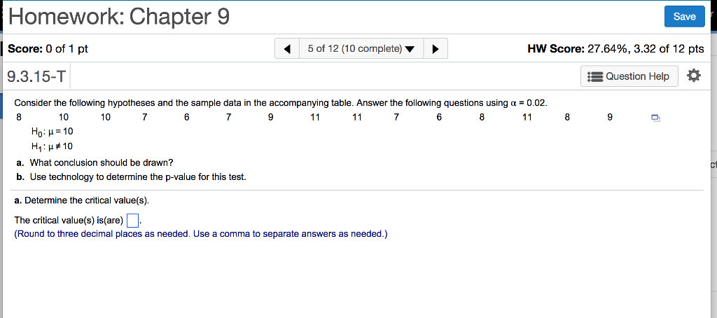 Solved Homework Chapter 9 Save Score 0 Of 1 Pt 5 Of 12 10