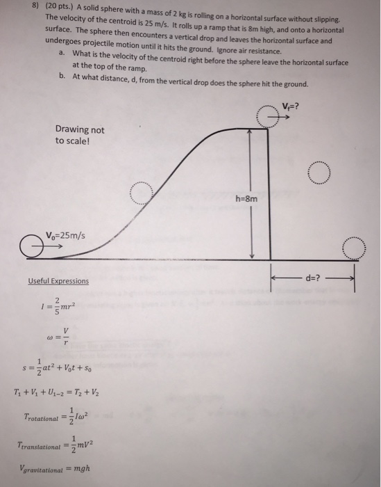 Solved A solid sphere with a mass of 2 kg is rolling on a | Chegg.com