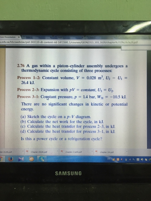 Solved A gas within a piston-cylinder assembly undergoes a | Chegg.com