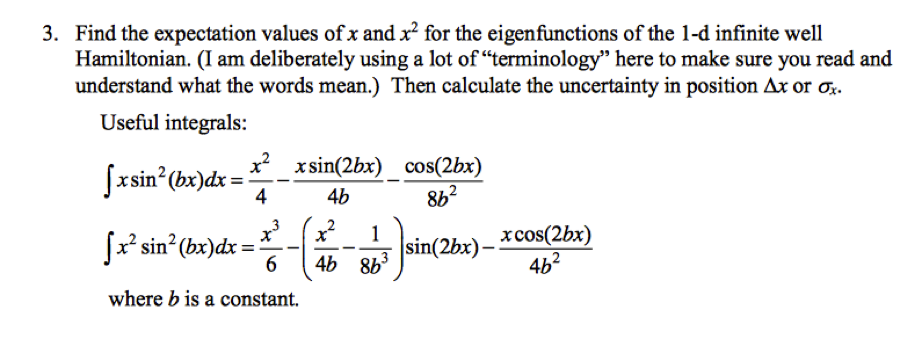Solved 3 Find The Expectation Values Of X And X 2 For The