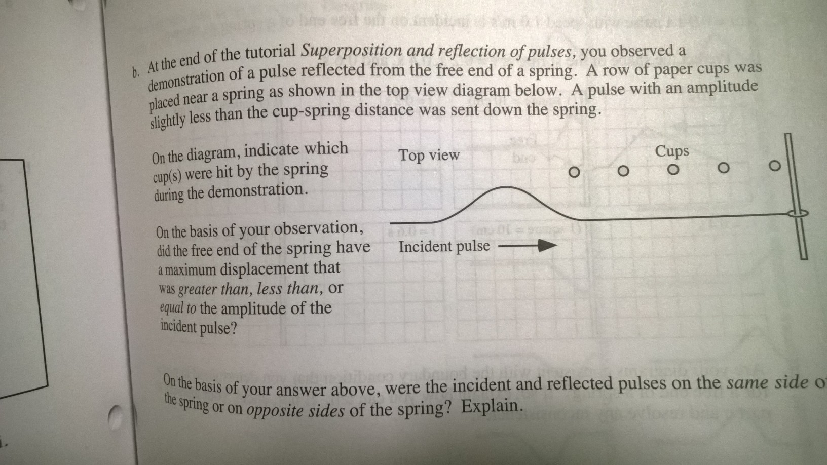 Solved end of the tutorial Superposition and reflection of | Chegg.com