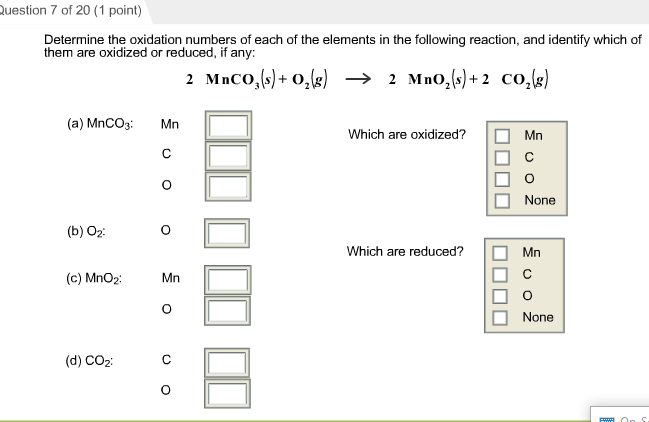 Solved Determine the oxidation numbers of each of the | Chegg.com