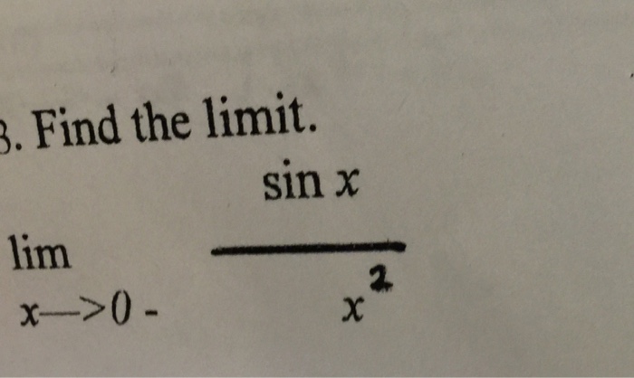 Solved Find the limit. lim of x right arrow 0- sin x/ x^2 | Chegg.com