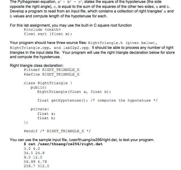 Solved The Pythagorean equation, a2 + b2 = c2, states the | Chegg.com