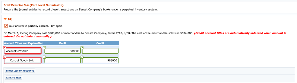 Solved Brief Exercis 5-4 (Part Level Submission) Prepare the | Chegg.com