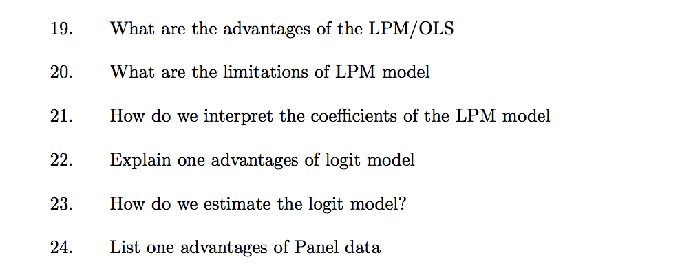 Solved What are the advantages of the LPM/OLS What are the | Chegg.com