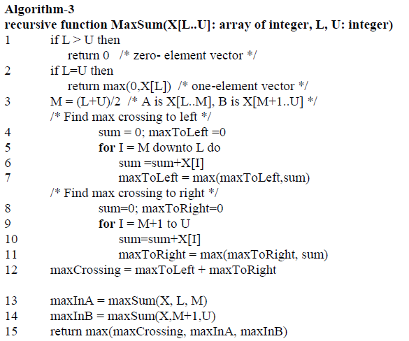 Solved Algorithm 3 Recursive Function Maxsumckil Ul Array 9419