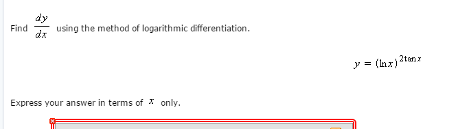 Solved Find dy/dx using the method of logarithmic | Chegg.com