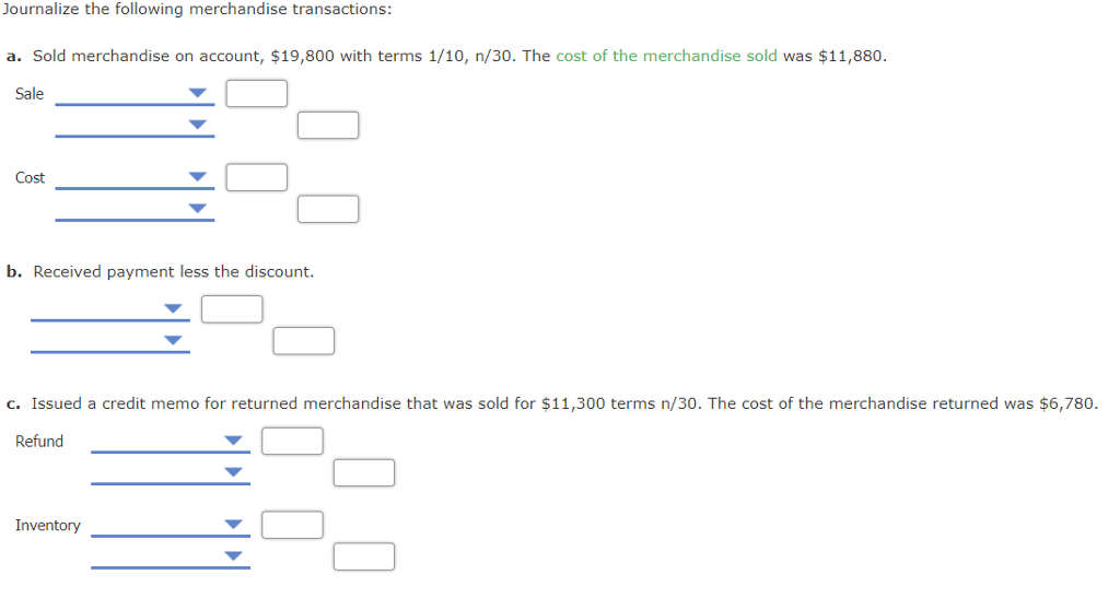Solved Journalize the following merchandise transactions a. | Chegg.com Solved Journalize the following merchandise transactions a. | Chegg.com