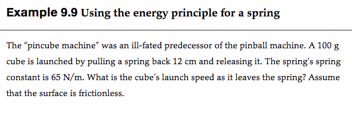 Solved Example 9.9 Using the energy principle for a spring | Chegg.com