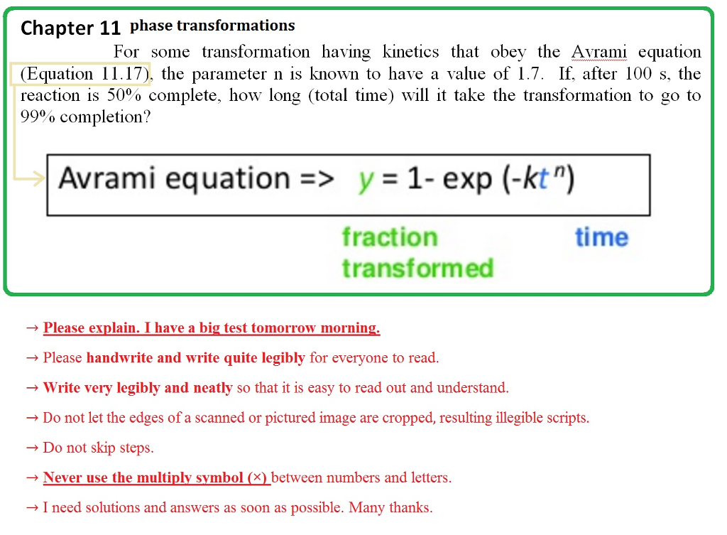 Solved For some transformation having kinetics that obey the | Chegg.com