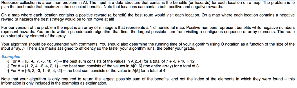Solved Resource collection is a common problem in Al. The | Chegg.com
