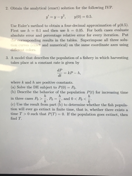 Solved Obtain the analytical (exact) solution for the | Chegg.com