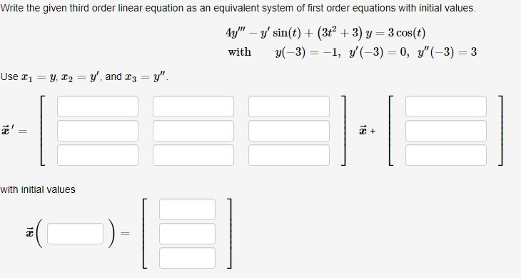 Solved Write the given third order linear equation as an | Chegg.com