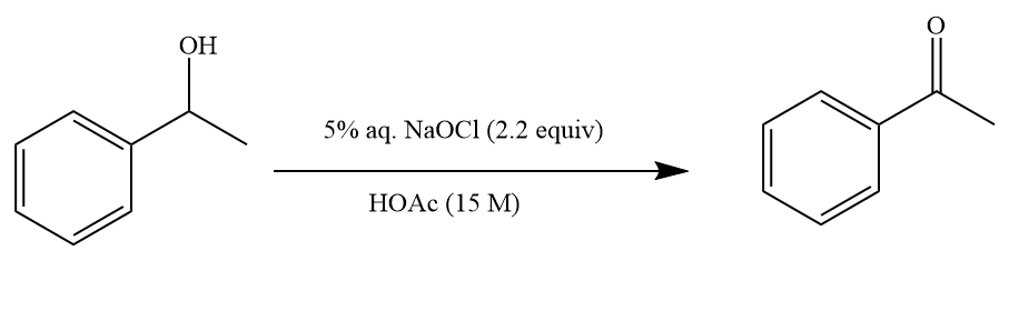 Solved OH 5% aq. NaOCl (2.2 equiv) HOAc (15 M) | Chegg.com