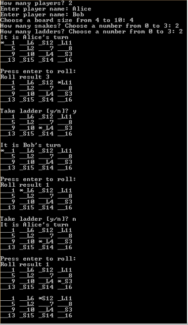 Making Ladder and Snake Game the program is to make | Chegg.com