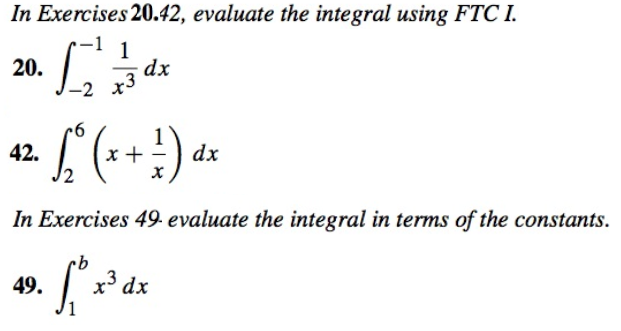 Solved In Exercises 20.42, evaluate the integral using FTC I | Chegg.com