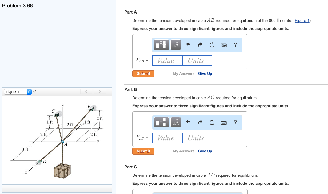 Solved Determine the tension developed in cable AB required | Chegg.com