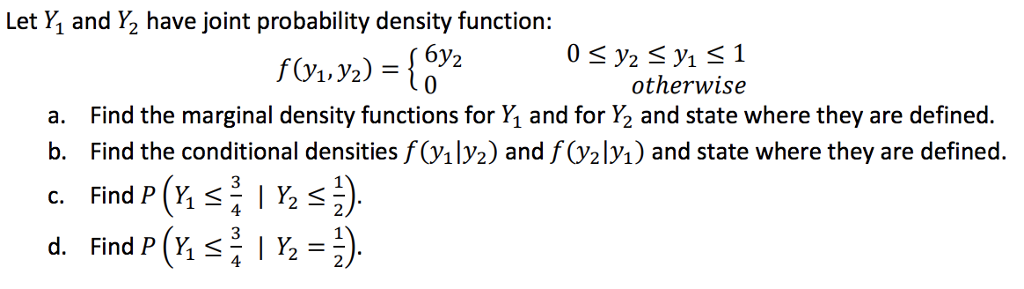 Solved Let Y1 and Y2 have joint probability density | Chegg.com