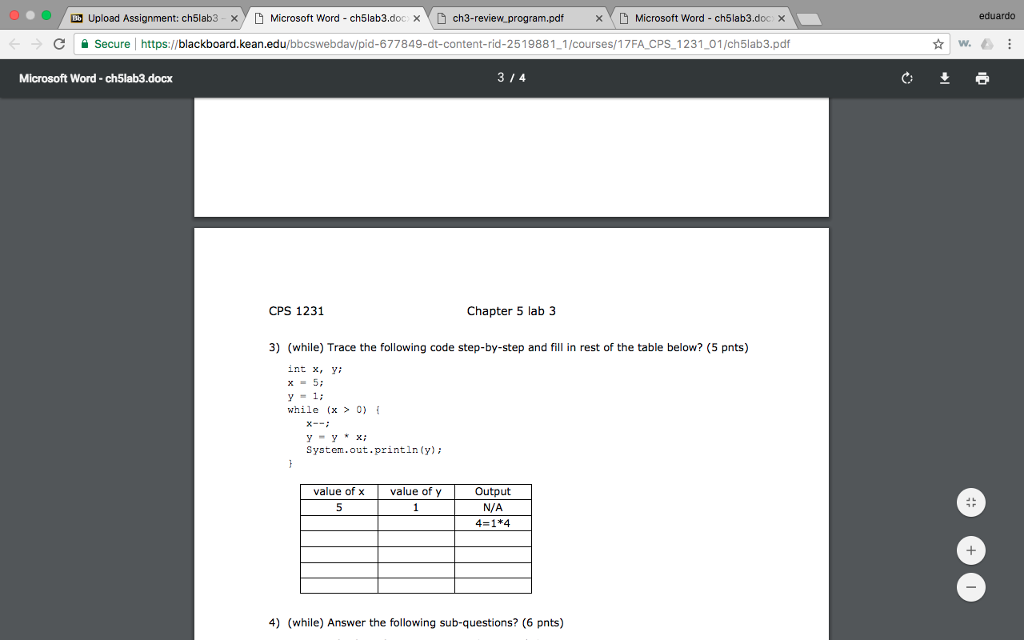 Solved eduardo Upload Assignment: Ch5lab3 × y D Microsoft | Chegg.com