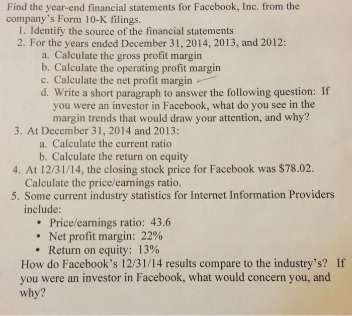 Solved Find the year-end financial statements for Facebook, | Chegg.com