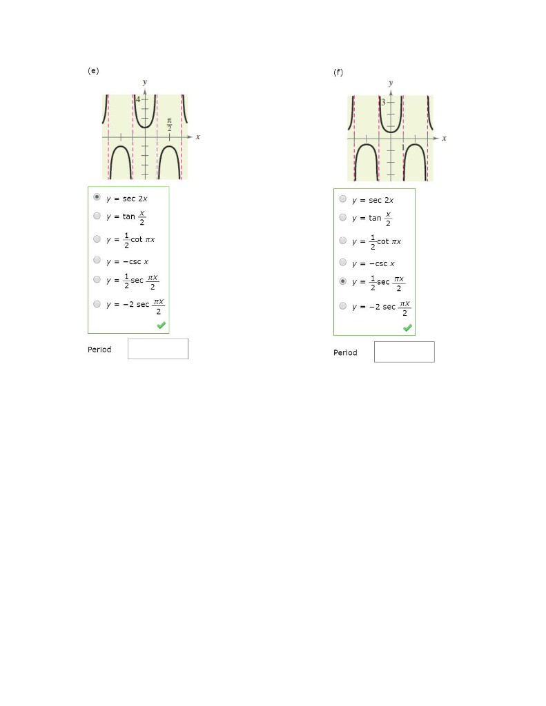 Solved Match the function with its graph. State the period | Chegg.com