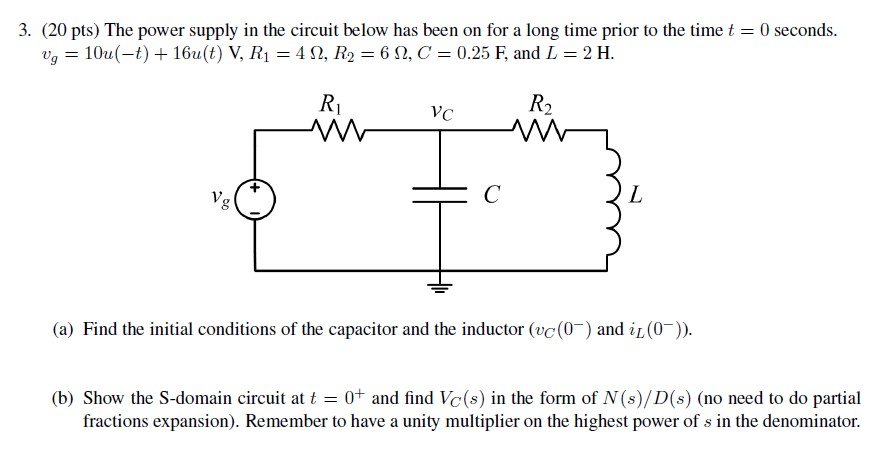 Solved to the time t = 0 seconds. RI (a) Find the initial | Chegg.com