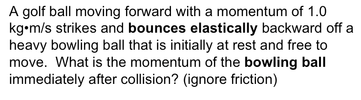 Solved A golf ball moving forward with a momentum of 1.0 | Chegg.com