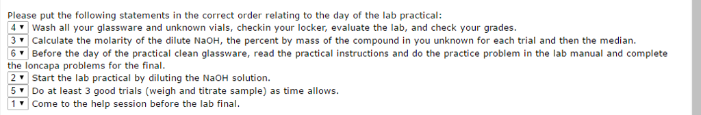 Solved Put the following statements in the correct order | Chegg.com