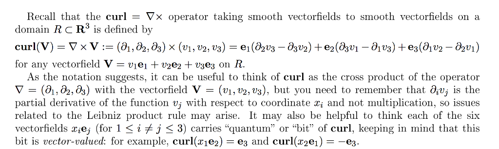 Solved Recall that the curl x operator taking smooth | Chegg.com